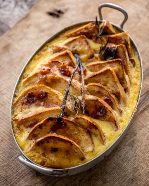 Plummy jammy bread and butter pudding - Stonegate Estate