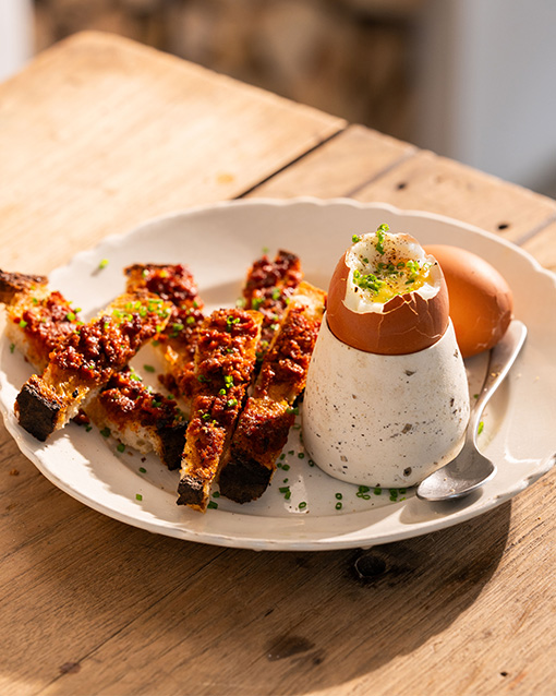 Spicy Nduja Soldiers with Dippy Eggs | Stonegate Estate
